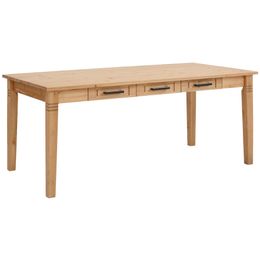 Esstisch OTTO HOME "Anabel, Schubk&auml;sten mit schwarzen Metallgriffen", beige (natur, natur), B:180cm H:75cm T:90cm, Tische, Esstisch, Buffet aus massiver Kiefer, FSC, mit Schiebet&uuml;ren, B/H 186/190 cm
