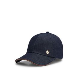 Baseball Cap BOSS "Ari", Damen, blau (dunkelblau 404), Denim/Jeans, Baumwolle, unifarben, Caps Baseball Cap, mit Double-B-Monogramm