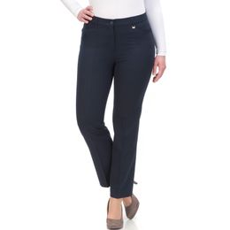 Stoffhose KjBRAND "Hose Bea in Bi-Stretch Kammgarnoptik mit B&uuml;gelfalte", Damen, Gr. 25, K-Gr, blau (marine), Web, Obermaterial: 63% Polyester, 35% Viskose, 2% Elasthan, unifarben, weit, unten schmal normal, Hosen Stoffhose, Sommerhose, ideal f&uuml;r kr&auml;ftige Oberschenkel