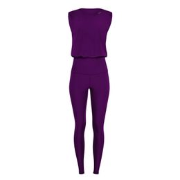 Jumpsuit WINSHAPE "JS102LSC", Damen, Gr. XL, Normalgr&ouml;&szlig;en, lila (schwarz plum), 85% Polyester, 15% Elasthan, Rundhals, Overalls Jumpsuit, Functional Comfort