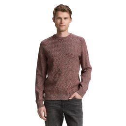 Strickpullover Tom Tailor, Herren, Gr. L, rot gr&uuml;n multicolor, Strick, Obermaterial: 100% Baumwolle, meliert, regular fit taillenbedeckt, Rundhals, Pullover Strickpullover, mit Logo Stickerei am Arm
