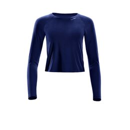 Langarmshirt WINSHAPE "AET119LS", Damen, Gr. XXL, blau (dunkelblau), 85% Polyester, 15% Elasthan, Rundhals, Shirts Langarmshirt, Cropped Functional Light and Soft