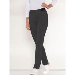 Jerseyhose Classic Basics, Damen, Gr. 27, Kurzgr&ouml;&szlig;en, schwarz (schwarz, gemustert), 95% Polyester, 5% Elasthan, Glencheckmuster, Hahnentrittmuster, gemustert, kariert, mehrfarbig, lang, Hosen Jerseyhose