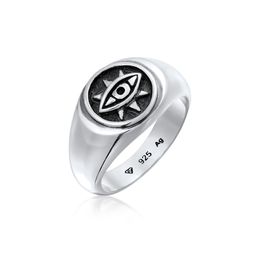 Siegelring Kuzzoi "Ring Siegelring Evil Eye 925 Sterling Silber" Gr. 66, silber, Fingerringe, Herren, 66, ohne Stein, Silber 925 (Sterlingsilber), 12mm, Siegelring
