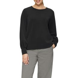 Sweatshirt s.Oliver, Damen, Gr. 34, schwarz, Sweatware, Obermaterial: 47% Modal, 41% Polyester, 12% Elasthan, unifarben, regular fit taillenbedeckt, Rundhals, B&uuml;ndchen, Sweatshirts Sweatshirt, mit B&uuml;ndchen
