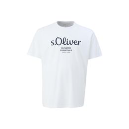 Kurzarmshirt, Herren, Gr. 4XL, wei&szlig;, Single Jersey, Obermaterial: 100% Baumwolle, s.Oliver MEN BIG SIZES, bedruckt, normal h&uuml;ftbedeckend, Rundhals, Shirts Kurzarmshirt, mit Logo-Print/Gro&szlig;e Gr&ouml;&szlig;en
