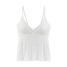 Tankini-Top Lascana "Omara", Damen, Gr. 38, Cup C/D, beige (creme), Microfaser, Recycling-Polyamid, unifarben, Bikini-Oberteile Tankini-Top, mit Lochstickerei