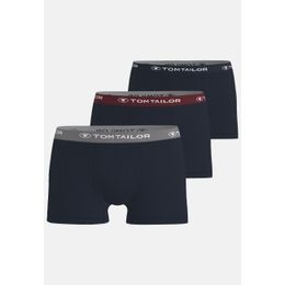Boxershorts Tom Tailor "Buffer", Herren, Gr. M, blau (blau, dunkel, multicolor1), Single Jersey, Obermaterial: 95% Baumwolle, 5% Elasthan, unifarben, bequem, Unterhosen Boxershorts, weich, bequem, basic, eng, Logobund, Baumwollmix