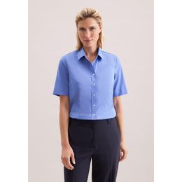 Hemdbluse Seidensticker, Damen, Gr. 4XL (48), blau (mid blau), 100% Baumwolle, unifarben, regular fit, ohne Ausschnitt, ohne B&uuml;ndchen, Blusen Hemdbluse, 1/2 Kragen Uni