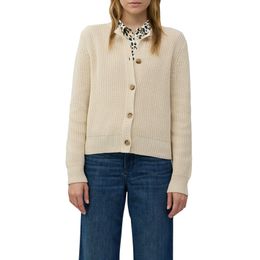 Strickjacke s.Oliver, Damen, Gr. 42, beige, Strick, Obermaterial: 60% Baumwolle, 40% Polyacryl, Strukturmuster, regular fit taillenbedeckt, Rundhals, Rippb&uuml;ndchen, Strickjacken Strickjacke, mit Struktur