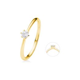 Diamantring ONE ELEMENT "0.15 ct Diamant Brillant Ring aus 585 Gelbgold" Gr. 52, gold, Fingerringe, Damen, 52,mit Brillant, Gelbgold 585, Diamantring