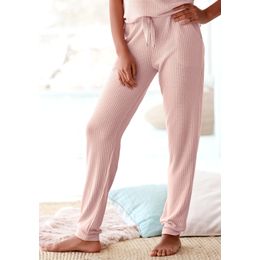 Loungehose s.Oliver, Damen, Gr. 40/42, N-Gr, rosa (rauchrosa), Piqu&eacute;, Obermaterial: 65% Polyester, 35% Viskose, unifarben, bequem kn&ouml;chellang, Hosen Loungehose, Loungeanzug
