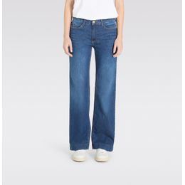 Weite Jeans MAC "WIDE", Damen, Gr. 42, L&auml;nge 34, blau (fashion blau washed), Denim/Jeans, Obermaterial: 91% Baumwolle, 7% Elastomultiester, 2% Elasthan, bequem, Jeans Weite Jeans