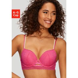 Push-up-BH Vivance "Viola", Damen, Gr. 80, Cup B, pink (pink, ros&eacute;), Spitze, Obermaterial: 87% Polyamid, 13% Elasthan, BHs Push-up-BH, mit Spitze aus anteilig recyceltem Polyamid, sexy Dessous