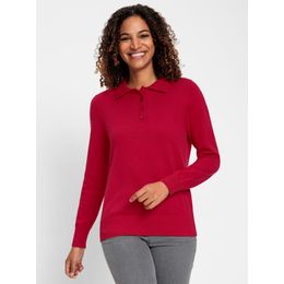 Polokragenpullover Casual Looks "Pullover", Damen, Gr. 36, rot, 100% Baumwolle, unifarben, Pullover Polokragenpullover