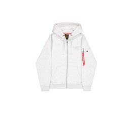 Hoodie Alpha Industries "Backprint Zip Hoodie", Herren, Gr. XXL, grau (pastel grau melange), Obermaterial: 80% Baumwolle, 20% Polyester, regular fit, Sweatshirts Hoodie