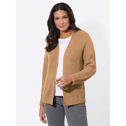 Strickjacke Classic Basics, Damen, Gr. 52, braun (camel), 100% Polyacryl, unifarben, Strickjacken Strickjacke