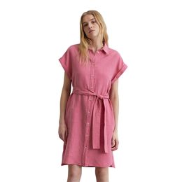 Marc O'Polo Blusenkleid MARC O'POLO, Damen, Gr. 36, N-Gr, blushed pink, Web, Obermaterial: 100% Leinen, relaxed fit knieumspielend, Kleider Blusenkleid, mit Bindeg&uuml;rtel, A-Shape