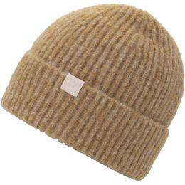 Beanie Chillouts "Heli Hat", Damen, beige, Obermaterial: 78% Polyester, 12% Polyamid, 6% Wolle, 4% Elasthan, M&uuml;tzen Beanie, aus dickem Material im Rippstrick