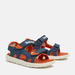 Sandale Timberland "PERKINS ROW BACKSTRAP SANDAL", M&auml;dchen, Gr. 27, blau (dunkelblau), Synthetik, Schuhe Sandale, mit Klettverschlu&szlig;