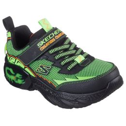 Sneaker Skechers "CREATURE-CRAWLERS", Jungen, Gr. 35, bunt (schwarz, limette skorpion), Lederimitat, Mesh, kontrastfarbene Details, Schuhe Sneaker, Klettschuh mit coolem Motiv, Gr&ouml;&szlig;enschablone zum Download