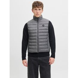 Jack & Jones Steppweste JACK & JONES "JJEBRADLEY LIGHT BODYWARMER COLLAR NOOS", Herren, Gr. M, castlerock, Web, Obermaterial: 100% Nylon, unifarben, regular fit taillenbedeckt, Westen Steppweste