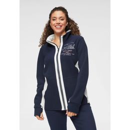 Fleecejacke Kangaroos, Damen, Gr. 44/46, grau (marine, with wei&szlig;), Fleece, Obermaterial: 100% Polyester, bedruckt, bestickt, gemustert, kontrastfarbene Details, mehrfarbig, unifarben mit Farbeins&auml;tzen, bequem h&uuml;ftbedeckend, ohne Ausschnitt, eingesetzt B&uuml;ndchen mit Daumenl&ouml;chern, Jacken Fleecejacke, f&uuml;r kalte Tage, schnelltrocknend, w&auml;rmend, figurbetonter Schnitt, Topseller