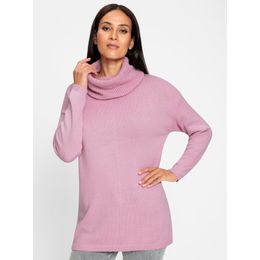 Longpullover Heine "Longpullover", Damen, Gr. 42, rosa (ros&eacute;), 50% Baumwolle, 50% Polyacryl, unifarben, Pullover Longpullover