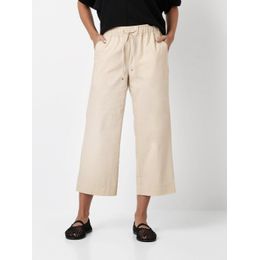 Schlupfhose Toni "Pia Wide Leg 3/4", Damen, Gr. 42, N-Gr, beige (sand), Web, Obermaterial: 74% Baumwolle, 23% Polyester, 3% Elasthan, unifarben, weit 3/4-L&auml;nge, Hosen Schlupfhose, Sommerhose in 3/4-L&auml;nge, mit weitem Bein