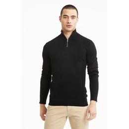 Troyer LINDBERGH, Herren, Gr. XXL, schwarz, Obermaterial: 80% Viskose, 20% Nylon, unifarben, regular fit taillenbedeckt, ohne Ausschnitt, Rippb&uuml;ndchen, Pullover Troyer, mit Troyerkragen