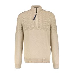 Troyer Lerros, Herren, Gr. XXL, beige (tender beige melange), Obermaterial: 60% Baumwolle, 40% Polyacryl, Strukturmuster, meliert, slim fit taillenbedeckt, ohne Ausschnitt, Rippb&uuml;ndchen, Pullover Troyer, mit Cable-Strickmuster
