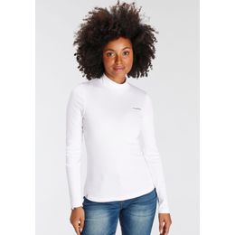 Longsleeve Kangaroos, Damen, Gr. 44/46, wei&szlig;, Rippware, Obermaterial: 100% Baumwolle, kontrastfarbene Details, unifarben, Basic, sehr figurbetont h&uuml;ftbedeckend, Shirts Longsleeve, Langarm, sehr figurbetont, unifarben, Stehkragen