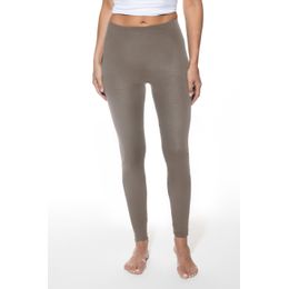 Leggings Mey "Wool Love", Damen, Gr. S/M, N-Gr, beige (deep taupe), Strick, Obermaterial: 70% Schurwolle, 30% Seide, lang, Hosen Leggings, Merinowoll-Anteil, leichter Glanz