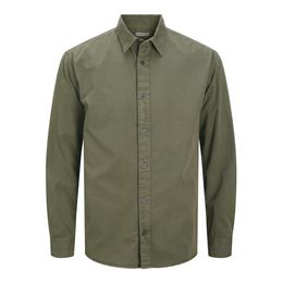 Jack & Jones Langarmhemd JACK & JONES "JJECHARGE FADED SHIRT LS NOOS", Herren, Gr. M, N-Gr, gr&uuml;n (dusty olive), Web, Obermaterial: 100% Baumwolle, unifarben, relaxed fit, Hemden Langarmhemd