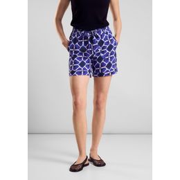 Paperbag-Hose Street One, Damen, Gr. 34, N-Gr, blau (violet blau), Web, Obermaterial: 100% Viskose (LENZING&trade; ECOVERO&trade;), bedruckt, loose fit extrakurz, Hosen Paperbag-Hose, Sommerhose mit Print