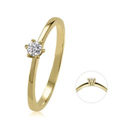 Diamantring ONE ELEMENT "0,08 ct Diamant Brillant Ring aus 585 Gelbgold" Gr. 53, gold, Fingerringe, Damen, 53,mit Brillant, Gelbgold 585, Diamantring