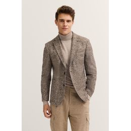 Sakko Bugatti "Modern Fit", Herren, Gr. 56, 40, beige, 38% Baumwolle, 38% Wolle, 24% Polyester, Minimalmuster, normal, Manschette, Sakkos Sakko, Jersey mit Stretch mit Klein-Dessin