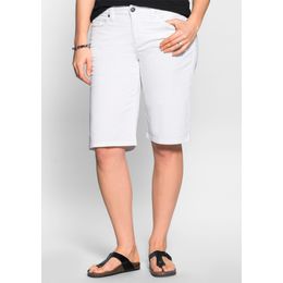 Bermudas sheego, Damen, Gr. 56, Normalgr&ouml;&szlig;en, wei&szlig;, 97% Baumwolle, 3% Elasthan, unifarben, Hosen Bermudas