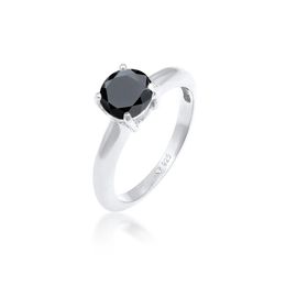 Silberring Elli "Ring Solit&auml;r Klassisch Zirkonia Verlobung 925 Silber" Gr. 52, schwarz, Fingerringe, Damen, 52, Silber 925 (Sterlingsilber), Silberring