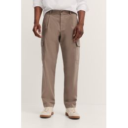 Cargohose Bugatti "Cozy Times", Herren, Gr. 35, L&auml;nge 32, 30, beige, 98% Baumwolle, 2% Elasthan, unifarben, gerade, unten schmal, Hosen Cargohose, Tapered Fit mit Soft Touch