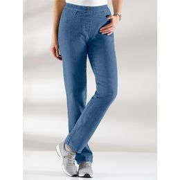 Dehnbund-Jeans Classic Basics, Damen, Gr. 38, Normalgr&ouml;&szlig;en, blau (blau, bleached), 81% Baumwolle, 17% Polyester, 2% Elasthan, unifarben, lang, Jeans Dehnbund-Jeans