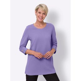 Longshirt Classic Basics "Longshirt", Damen, Gr. 52, lila (lavendel), 100% Baumwolle, unifarben, Rundhals, Shirts Longshirt