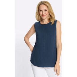 Blusentop Classic Basics, Damen, Gr. 52, dunkelblau, 100% Baumwolle, unifarben, Rundhals, Blusen Blusentop