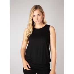 Shirttop Base Level "Yasmin", Damen, Gr. 42, schwarz, Jersey, Obermaterial: 94% Viskose, 6% Elasthan, unifarben, figurumspielend h&uuml;ftlang, Rundhals, Tops Shirttop, 1-Kopfverschluss im Nacken