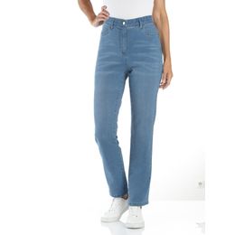 High-waist-Jeans Classic Basics, Damen, Gr. 25, Kurzgr&ouml;&szlig;en, blau (blau, bleached), 81% Baumwolle, 17% Polyester, 2% Elasthan, unifarben, lang, Jeans High-waist-Jeans