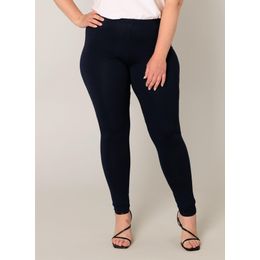Leggings Base Level Curvy "Andrea", Damen, Gr. 46, N-Gr, blau (navy dunkelblau), Jersey, Obermaterial: 94% Viskose, 6% Elasthan, unifarben, Basic, figurbetont kn&ouml;chellang, Hosen Leggings