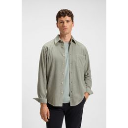 Langarmhemd BOSS Orange "Relegant", Herren, Gr. 3XL, N-Gr, open gr&uuml;n351, Cord, Obermaterial: 100% Baumwolle, unifarben, regular fit, Manschette, Hemden Langarmhemd, aus Cord, reuglar fit, Kentkragen