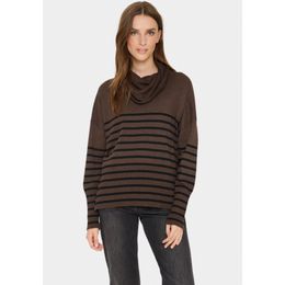 Rollkragenpullover Saint Tropez "GrilaSZ Cowlneck", Damen, Gr. S (36), braun (schwarz oak melange), Strick, Obermaterial: 80% Viskose, 20% Polyacryl, meliert, Pullover Rollkragenpullover