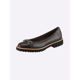 Ballerina Heine, Damen, Gr. 38, braun (dunkelbraun), Glattleder, Leder, Schuhe Ballerina