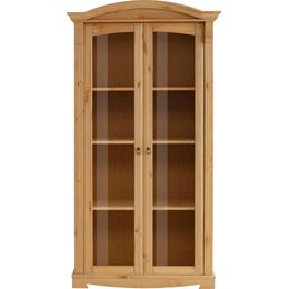 Vitrine OTTO HOME "Anna", beige (natur), B:97cm H:188cm T:46cm, Massivholz, Schr&auml;nke, Vitrine, mit Glast&uuml;ren, H&ouml;he 188 cm, Massivholz, mit Zierfr&auml;sungen, FSC